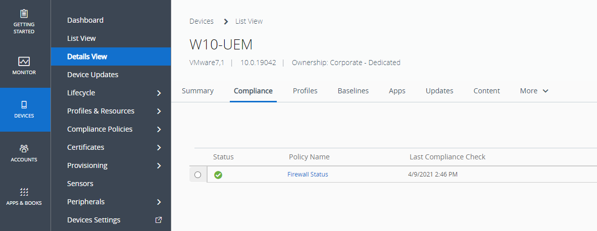 Enabling the Device Compliance (With Workspace ONE UEM) authentication ...